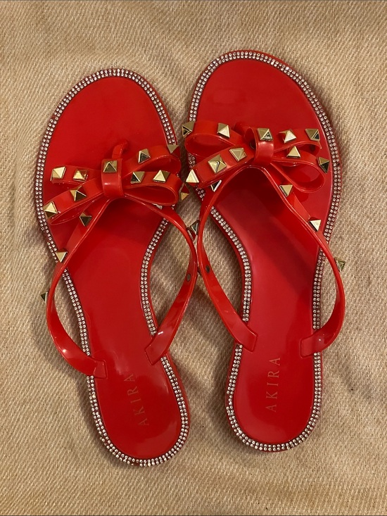 AKIRA | Shoes | Akira Chicago Cherry Red Studembellished Rhinestone Bow ...